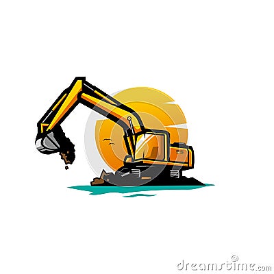 Excavator Cartoon Vector | CartoonDealer.com #288340583