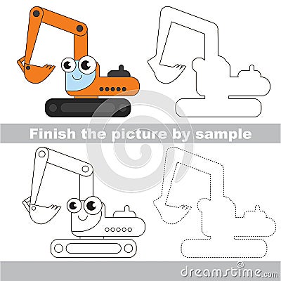 Excavator. Drawing Worksheet. Cartoon Vector | CartoonDealer.com #75234295