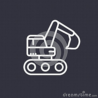 Excavator Icon, Linear Pictogram Cartoon Vector | CartoonDealer.com ...