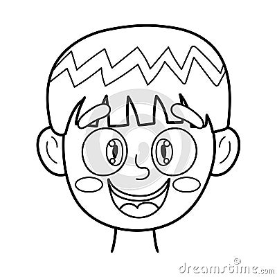 Happy Boy Face. Little Kid Smiling Clipart. Excited Emotion Vector ...