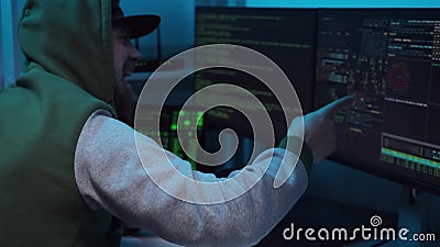 Excited Hacker in Mask Celebrating Triumph. Professional Hacker Raised ...