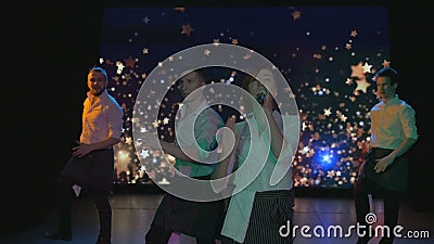 Exciting Young Actors Dance and Sing on Stage in Night Club Stock Video ...