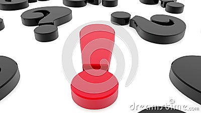 Exclamation Mark in Red with Question Marks on White Color Stock ...