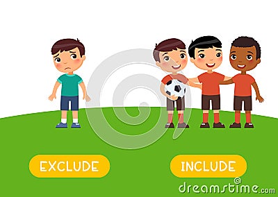 Exclude And Include Antonyms Word Card, Opposites Concept. Flashcard ...