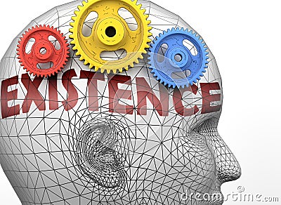 Existence And Human Mind - Pictured As Word Existence Inside A Head To ...