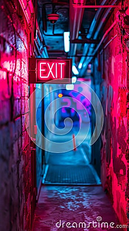 Exit Sign In A Dark Alleyway Royalty-Free Stock Photo | CartoonDealer ...
