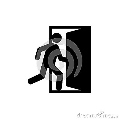 Exit Sign Evacuation Icon. Man Exiting Door Symbol. Exit Sign For ...