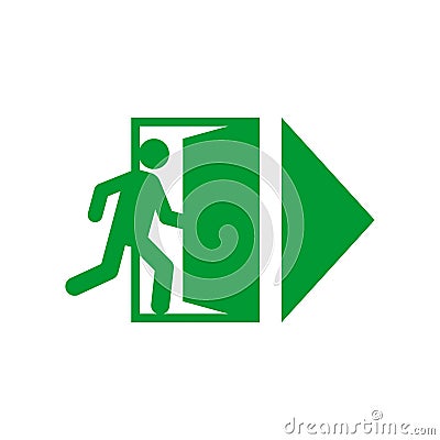 Exit Sign Evacuation Icon. Man Exiting Door Symbol. Exit Sign For ...