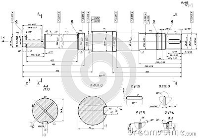 Expanded Shaft Sketch With Crossed Elements Stock Vector - Image: 53265807