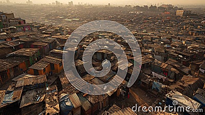 An Expansive Slum Area With Tightly Packed Shanties, Highlighting ...