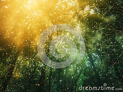 Digital Forest: Magical Abstract Background With Enchanting Tree ...