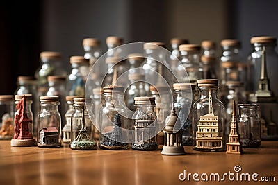 A Jar Filled With Miniature Versions Of Famous Landmarks Royalty-Free ...