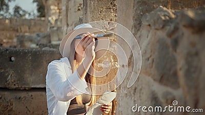 Female Archeologist Digging Ruins of Ancient Temple Stock Footage ...