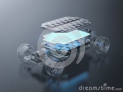 Exploded View Of Ev Car Or Electric Vehicle With Battery Pouch Cells ...