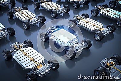 Exploded View Of Ev Car Or Electric Vehicle With Battery Pouch Cells ...