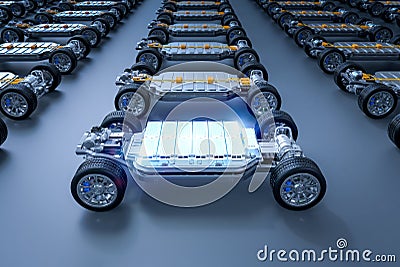Exploded View Of Ev Car Or Electric Vehicle With Battery Pouch Cells ...
