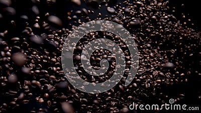 Exploding Aromatic Coffee Grains in Super Slow Motion. Roasted Seeds ...
