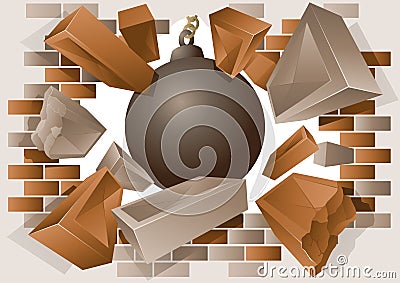 Exploding Brick Wall And Wrecking Ball Royalty Free Stock Image - Image ...