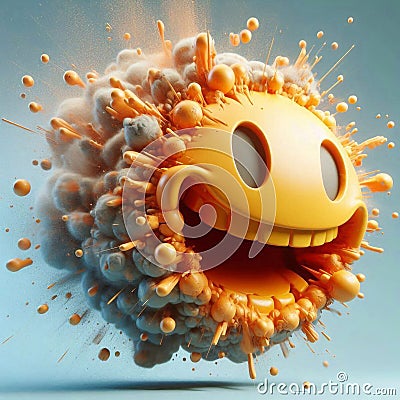 Exploding 3D Smiley Head. 3D Rendering. Generated AI Stock Photo ...
