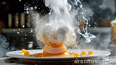 Exploding Dessert With Mango And Whipped Cream Royalty-Free Stock Photo ...