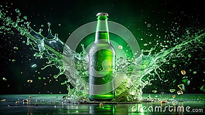 Exploding Green Beer Bottle A Dramatic Nighttime Burst Of Glass And ...