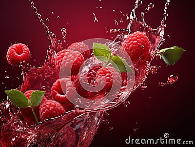 Exploding Raspberries: A Surreal Juice Splash Art In Vivid Detail Stock ...