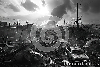 Explore A Haunting Cityscape Marked By Devastation And Resilience Stock ...