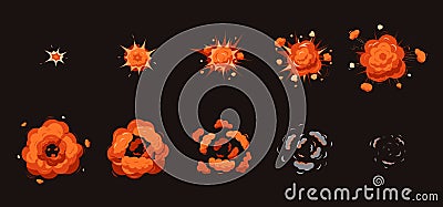 Explosion Animation. Cartoon Explosions, Smoke Disappear. Atomic Blast ...