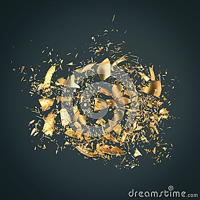Explosion Of Gold Fragments On A Dark Background Royalty-Free Stock ...