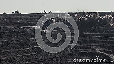Explosion at Open Mine. Detonation Rocks in Quarry Mining. Powerful ...