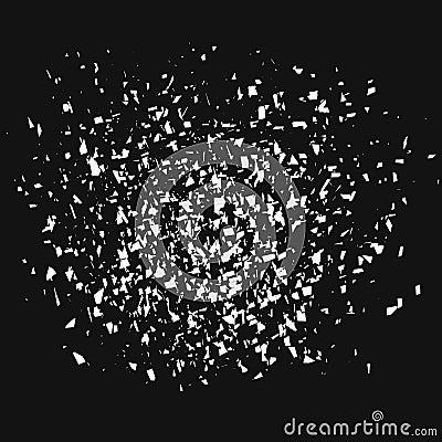Explosion. Shrapnel From The Explosion. White Fragments On A Black ...