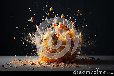 Explosion Of Taste, Food Explodes And Scatters, Cooking Concept, AI ...