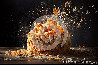 Explosion Of Taste, Food Explodes And Scatters, Cooking Concept, AI ...