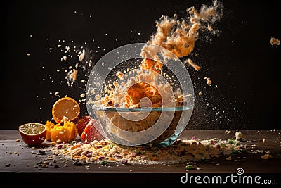 Explosion Of Taste, Food Explodes And Scatters, Cooking Concept, AI ...