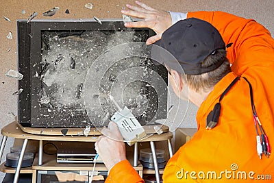Explosion Of TV Stock Photo - Image: 41301956