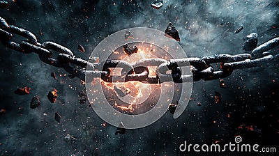 Explosive Energy Background A Broken Chain In Space Symbolizing Freedom ...