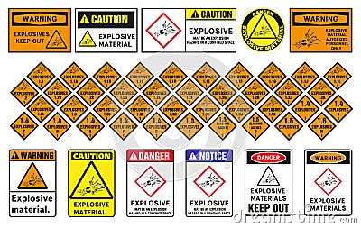 Explosives Warning Sign, Warning Symbol. Class 1 Warning Label Cartoon ...