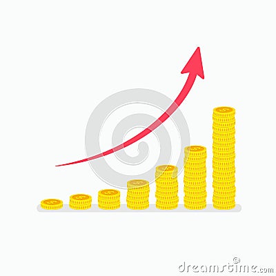 Exponential Growth Graph With Stacks Of Coins Cartoon Vector ...