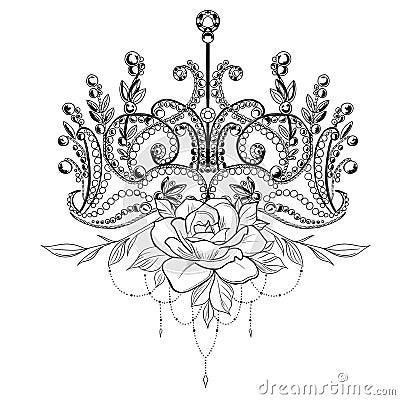 Exquisite Hand Drawn Crown Isolated On White Background Royalty-Free ...