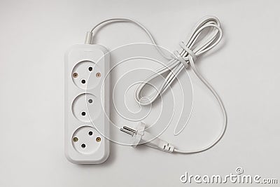 Extension Cord For Three Sockets With A Long Coiled Cord Royalty-Free ...
