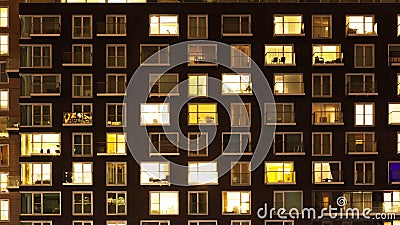 The Exterior Of A Modern Apartment Block At Night Stock Footage - Video ...