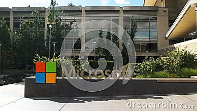 Exterior View of Microsoft Headquarters Building Stock Video - Video of ...