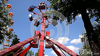 Extreme Carousel in an Amusement Park. a Spinning Dangerous Ride Stock ...
