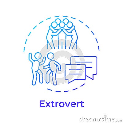 Extrovert Blue Gradient Concept Icon Vector Illustration ...