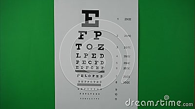 Eye Chart with Letters To Measuring Visual Acuity on Green Screen. from ...