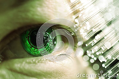Eye Iris and Electronic Circuit Stock Photo - Image of digital, chip ...