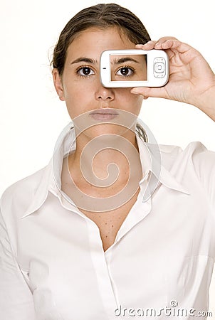 Eye On The Phone Royalty Free Stock Image - Image: 194336