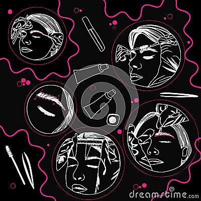 Eyebrow Lamination And Correction Set, Microblading Hand Drawn ...