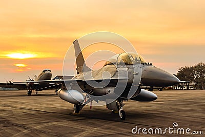 F16 Falcon Fighter Jet On Sunset Background Royalty-Free Stock Photo ...