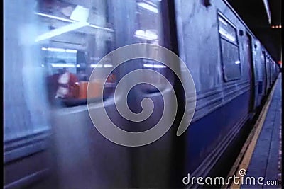 F Train Pulling Out of New York City Subway Station Stock Video - Video ...